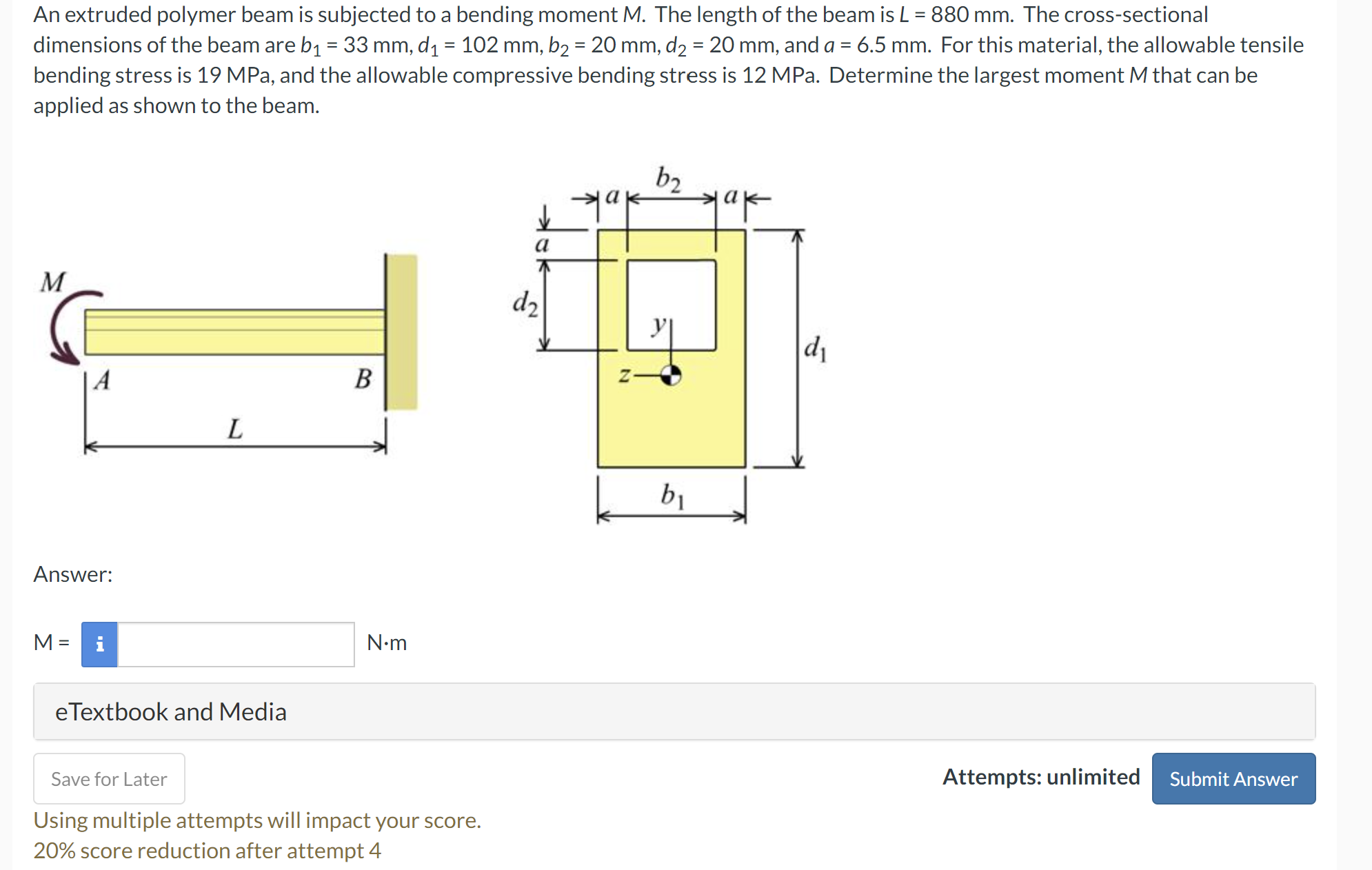 Solved An extruded polymer beam is subjected to a bending | Chegg.com
