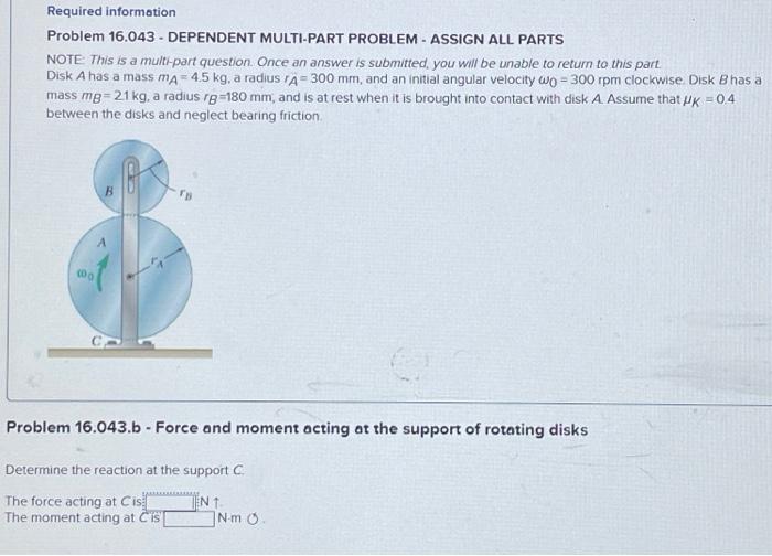 Solved Problem 16.043 - DEPENDENT MULTI-PART PROBLEM - | Chegg.com