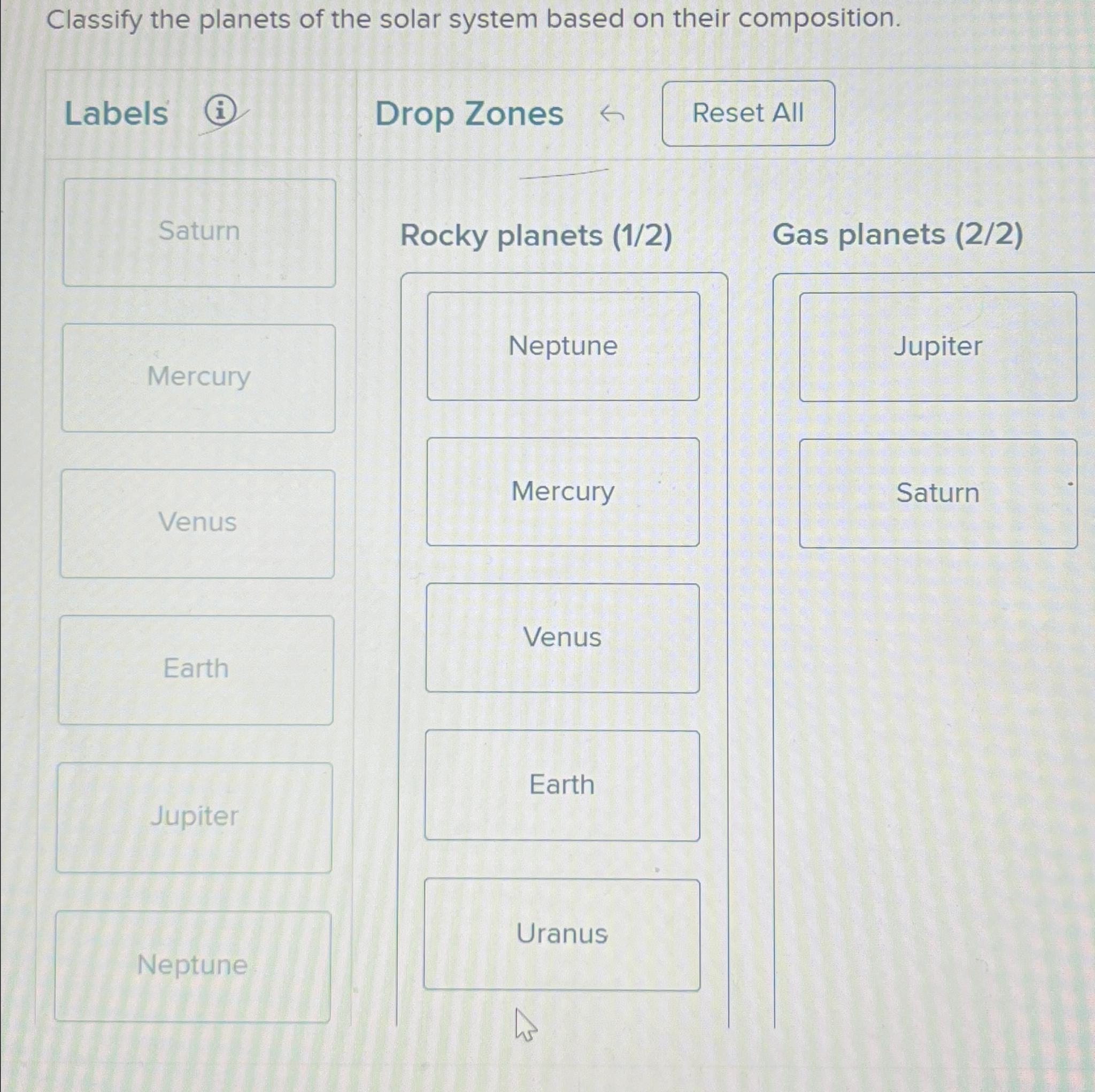 Solved Classify the planets of the solar system based on | Chegg.com