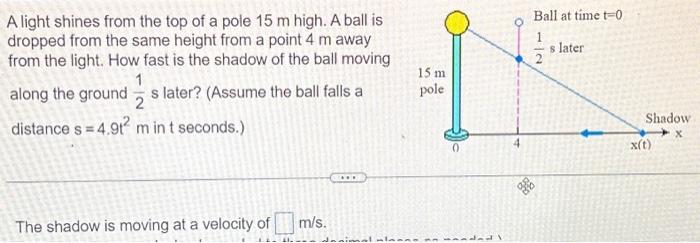 Solved A light shines from the top of a pole 15 m high. A | Chegg.com