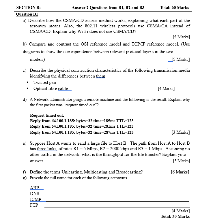 Solved Question B1a) ﻿Describe how the CSMA/CD access method | Chegg.com
