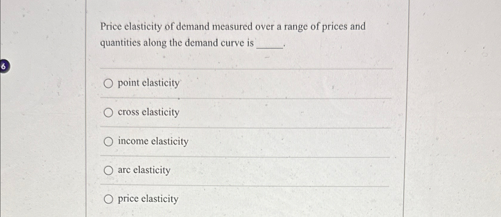 Solved Price elasticity of demand measured over a range of | Chegg.com