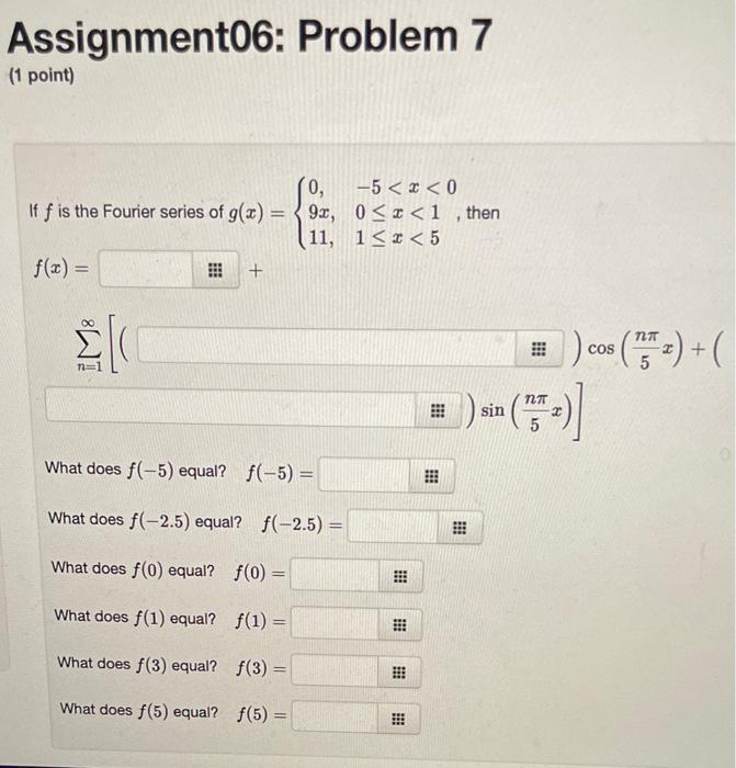 Solved Assignment06: Problem 7 (1 point) 0, -5 | Chegg.com