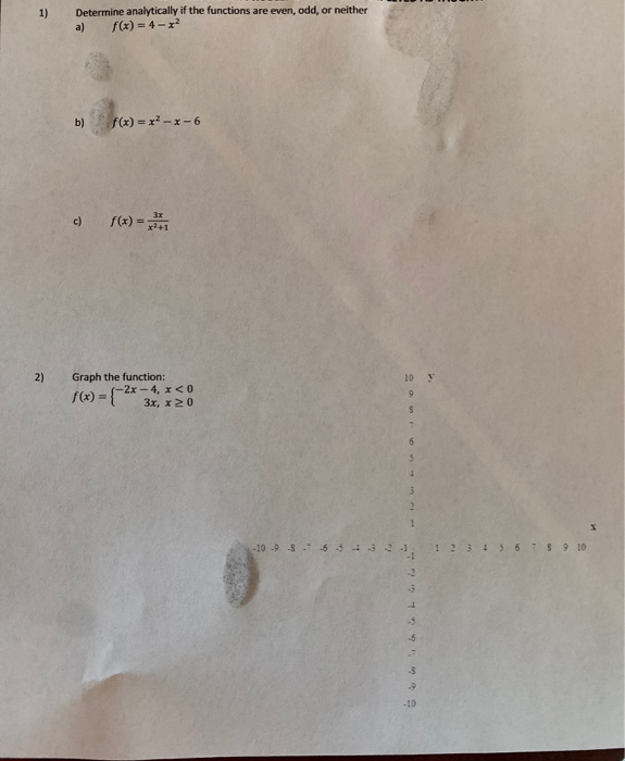 Solved 1 Determine Analytically If The Functions Are Even