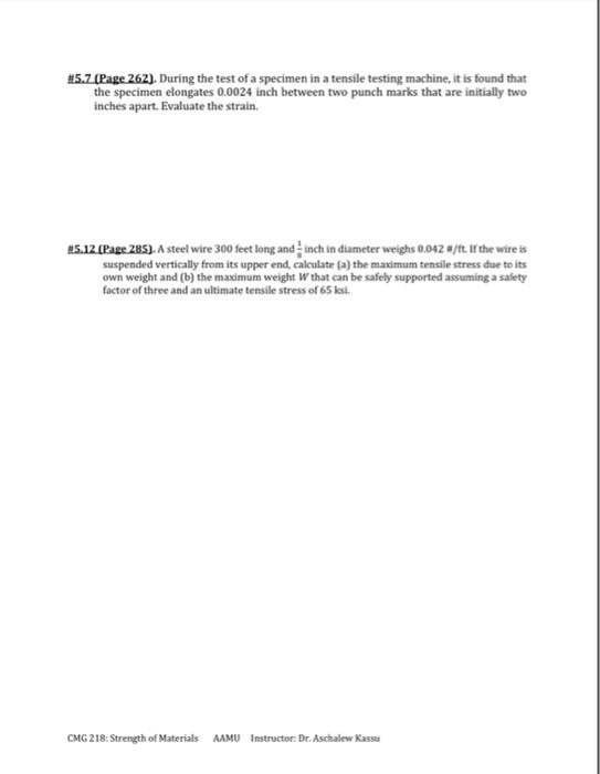 Solved CMG 218. Chapter 5 Chapter 5. Strength of Materials | Chegg.com