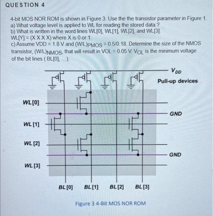 Solved QUESTION 4 4-bit MOS NOR ROM is shown in Figure 3. | Chegg.com