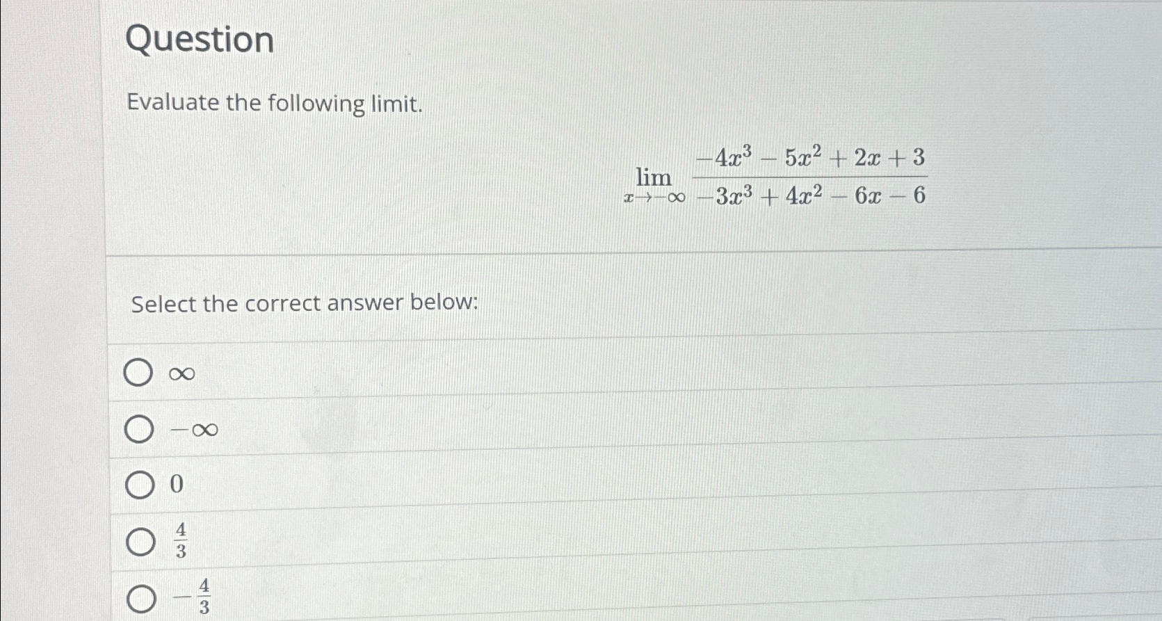 Solved QuestionEvaluate the following | Chegg.com