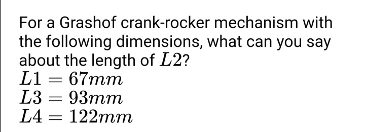 Solved For a Grashof crank-rocker mechanism with the | Chegg.com