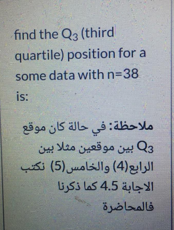 Solved find the Q3 (third quartile) position for a some data | Chegg.com