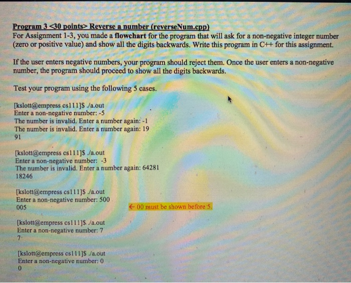 Solved Program 3 30 points> Reverse a number | Chegg.com