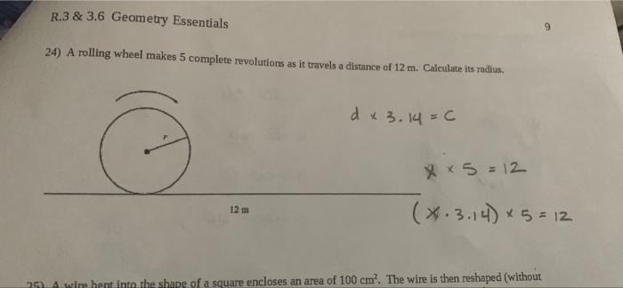 Solved A rolling wheel makes 5 complete resolutions as it | Chegg.com