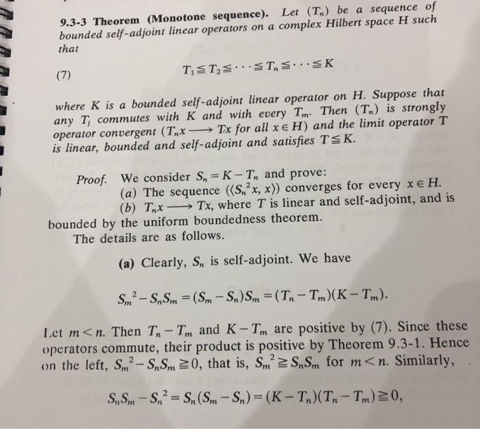 Solved 9.3-3 Theorem (Monotone sequence). Let (T.) be a | Chegg.com