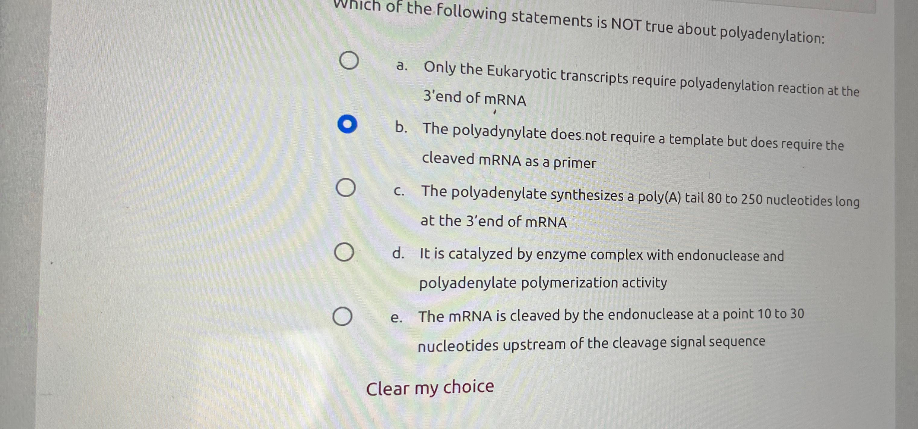 Solved a. ﻿Only the Eukaryotic transcripts require | Chegg.com
