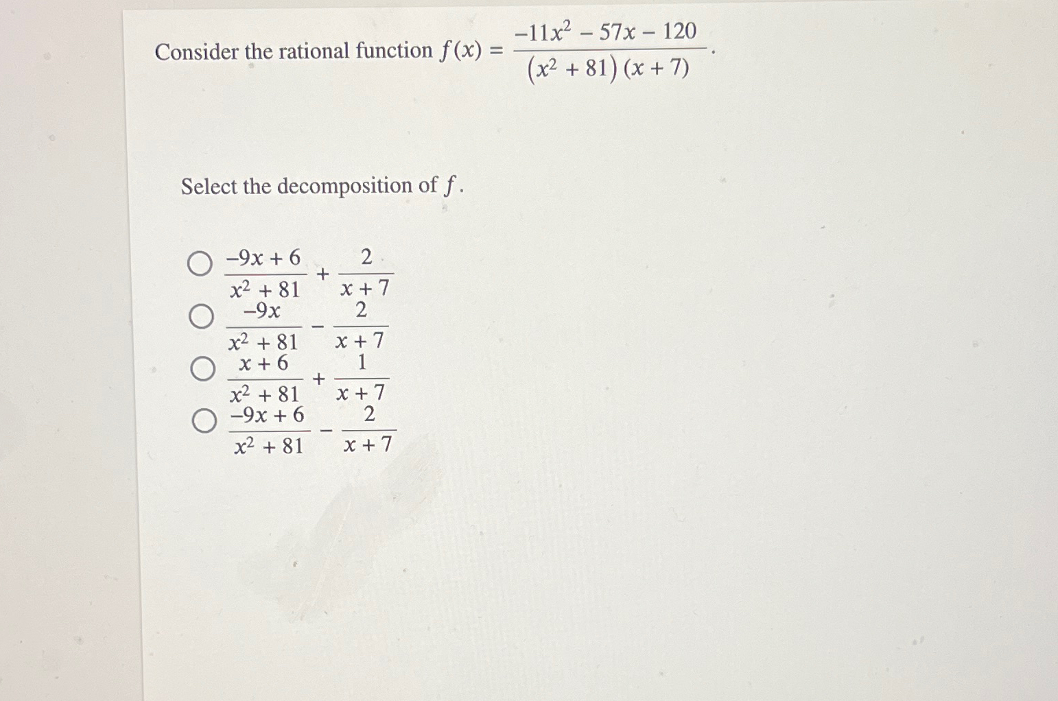 Solved Consider the rational function | Chegg.com