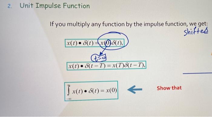 Solved 2. Unit Impulse Function If you multiply any function | Chegg.com