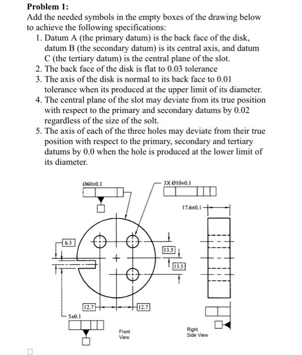 Problem 1: Add the needed symbols in the empty boxes | Chegg.com