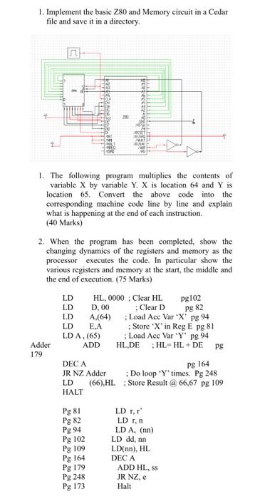 Solved 1. Implement the basic Z80 and Memory circuit in a | Chegg.com