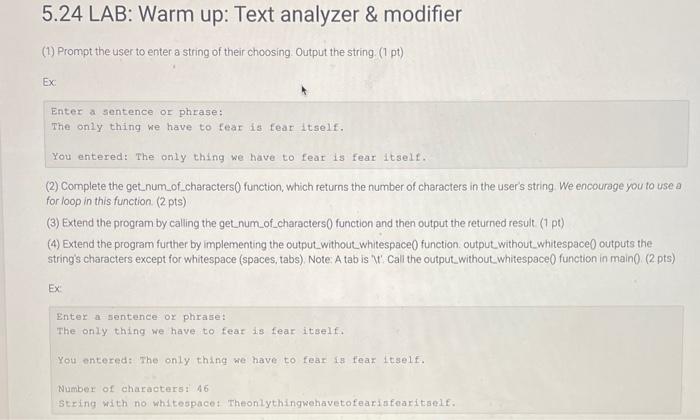 Solved 5 24 Lab Warm Up Text Analyzer And Modifier 1