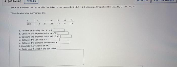 Solved Let X be a discrete random variable that takes on the | Chegg.com