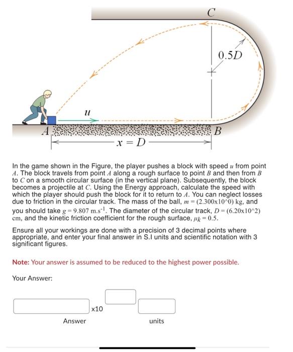 Solved In the game shown in the Figure, the player pushes a | Chegg.com