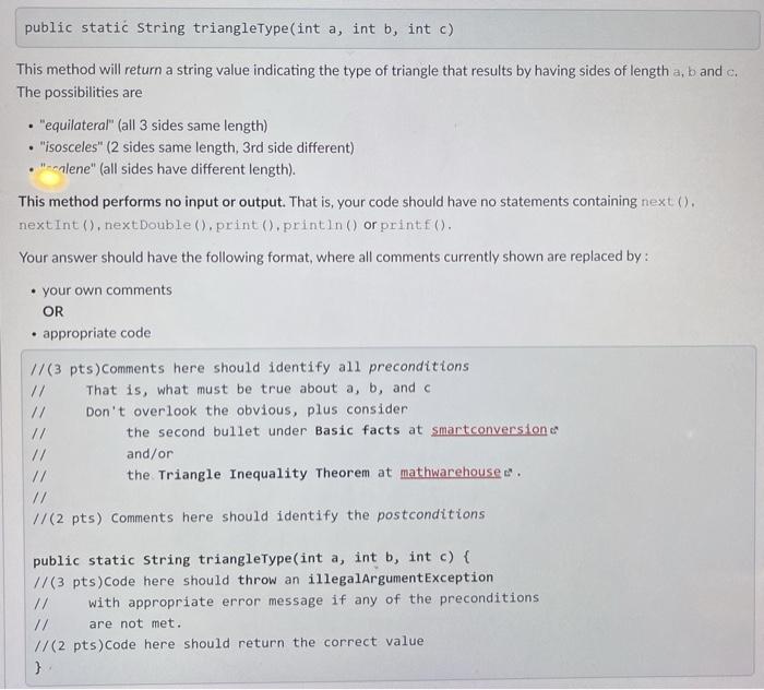 Solved Public Static String Triangletypeint A Int B Int 9767