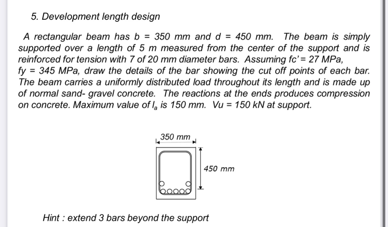 Solved Development length designA rectangular beam has | Chegg.com