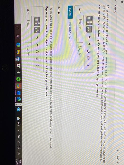 Solved 9 9 of 15 Part A A51 g ice cube can slide without | Chegg.com