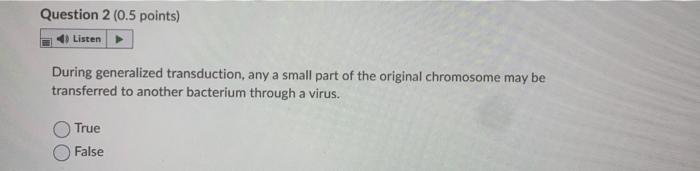 Solved Question 2 (0.5 points) 4) Listen During generalized | Chegg.com
