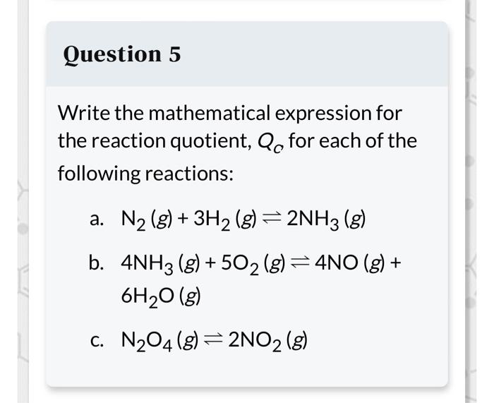 Solved Write the mathematical expression for the reaction | Chegg.com