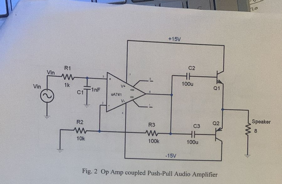 Solved Qu. 2 ﻿Fig. 2 ﻿shows an op amp driving a push-pull | Chegg.com