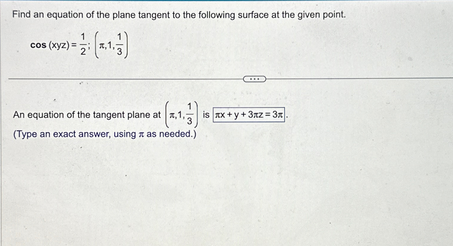 Solved Find an equation of the plane tangent to the | Chegg.com