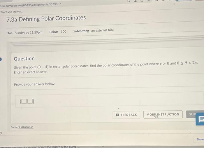 Solved Question Given the point (0,−4) in rectangular | Chegg.com