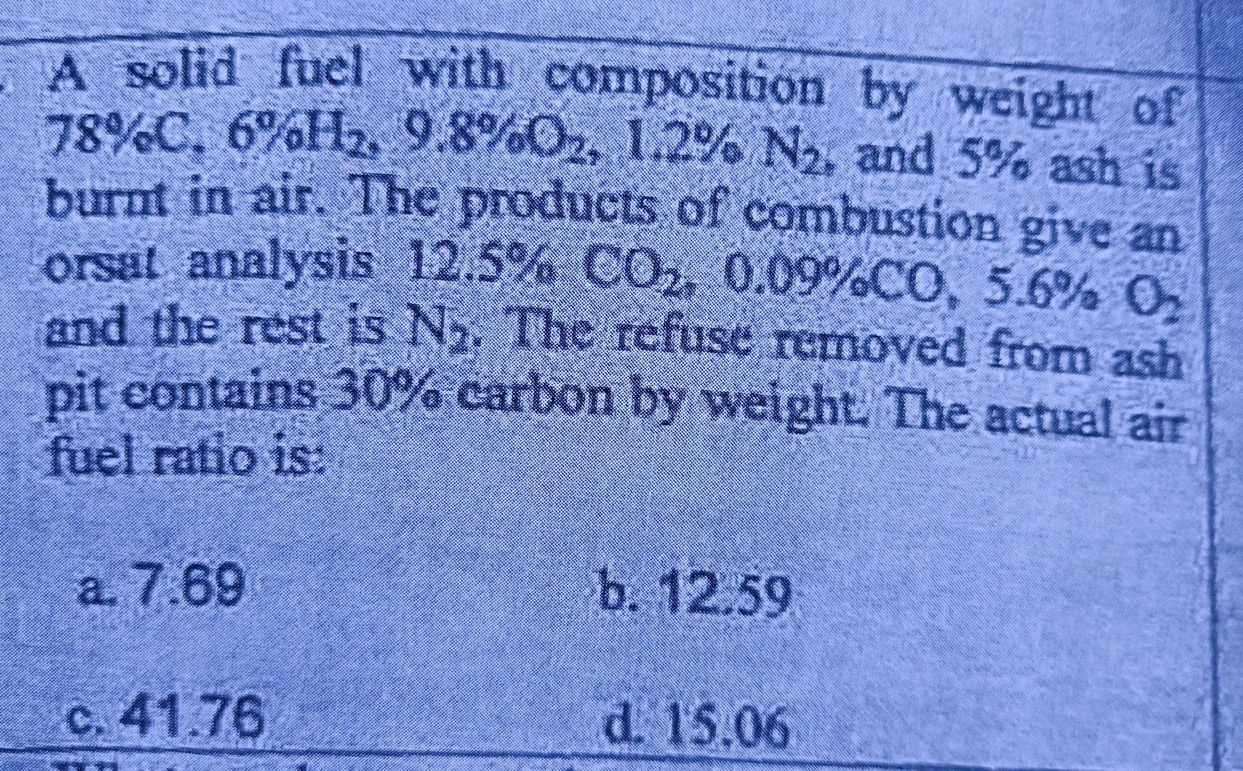 Solved A solid fuel with composition by weight of | Chegg.com
