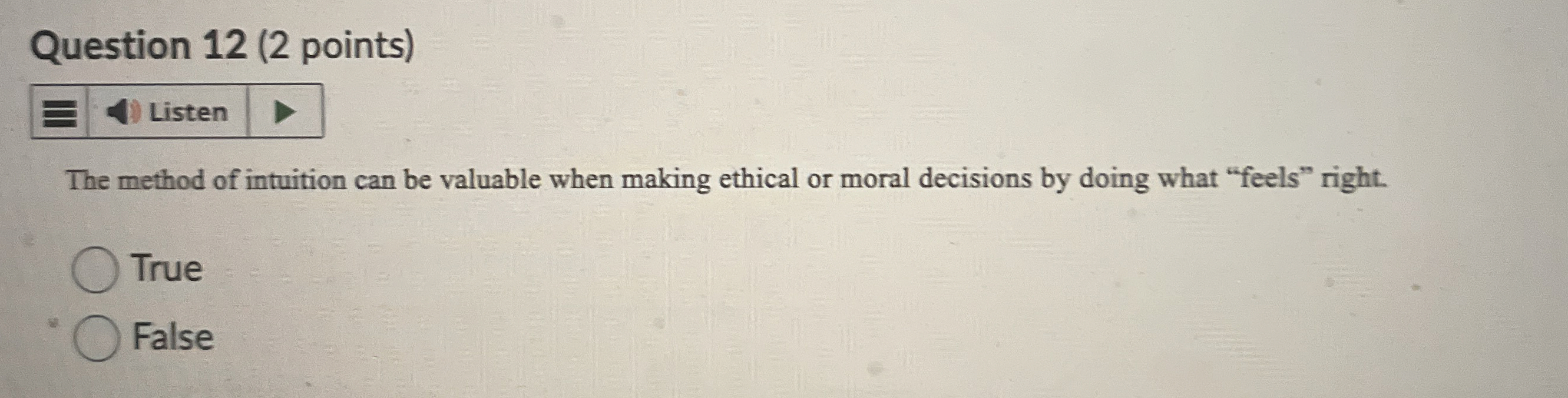Solved Question 12 (2 ﻿points)The method of intuition can be | Chegg.com