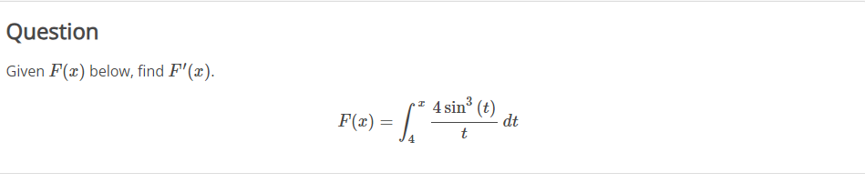 Solved QuestionGiven F(x) ﻿below, find | Chegg.com