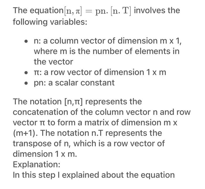 Solved The equation [n,π]= pn. [n.T] involves the following | Chegg.com
