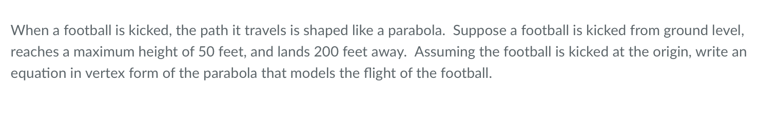 When a football is kicked, the path it travels is | Chegg.com