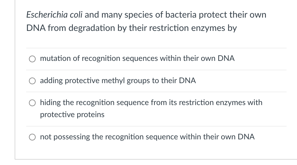 Solved Escherichia coli and many species of bacteria protect | Chegg.com