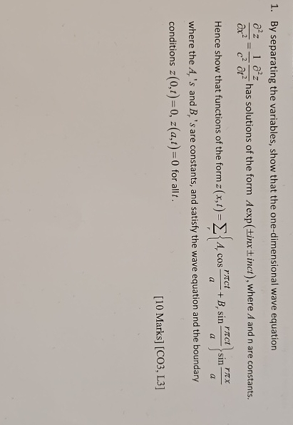 Solved By separating the variables, show that the | Chegg.com