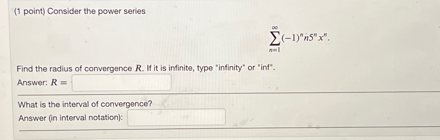 (1 ﻿point) ﻿Consider the power | Chegg.com