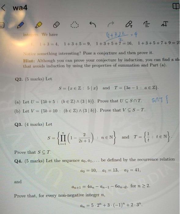 Solved 1+3=4,1+3+5=9,1+3+5+7=16,1+3+5+7+9=2 Nuthos something | Chegg.com