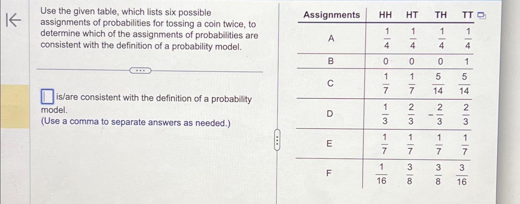 Solved Use the given table, which lists six possible | Chegg.com