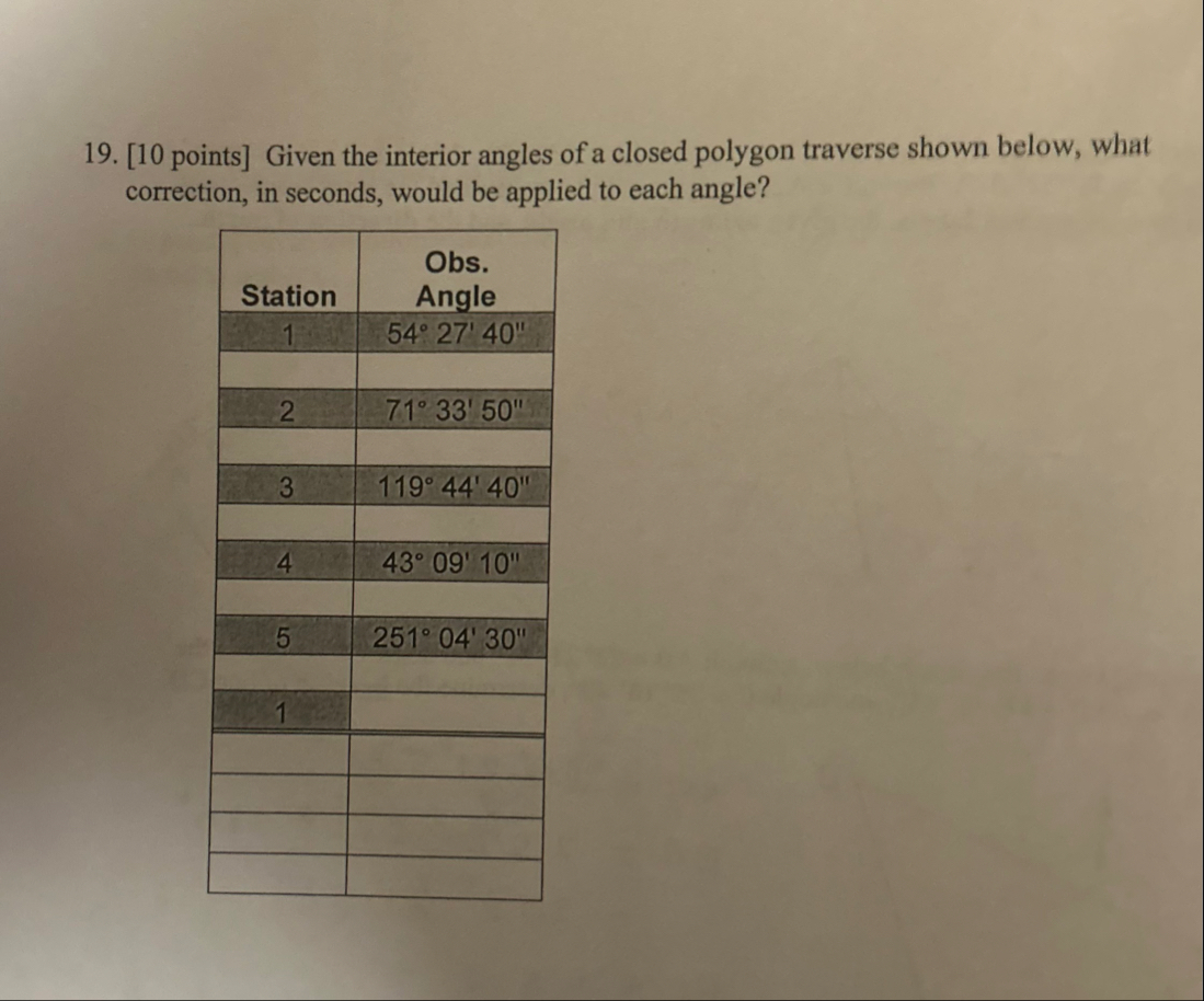 [10 ﻿points] ﻿Given the interior angles of a closed | Chegg.com