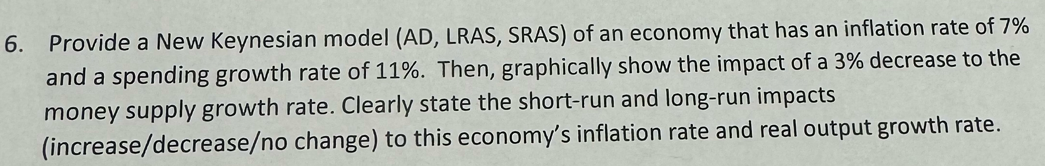 Solved Provide a New Keynesian model (AD, ﻿LRAS, SRAS) ﻿of | Chegg.com
