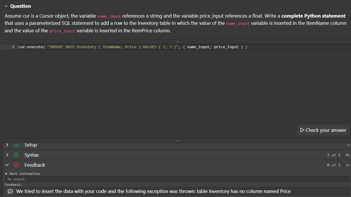 Solved QuestionAssume cur is a Cursor object, the variable | Chegg.com