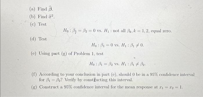 Solved 2. We fit the linear regression model (1) to the | Chegg.com
