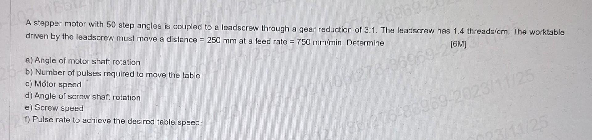 Solved A stepper motor with 50 step angles is coupled to a | Chegg.com