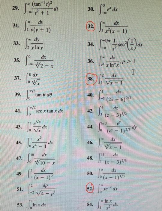 Solved Practice Exercises 7-58. Improper integrals Evaluate | Chegg.com