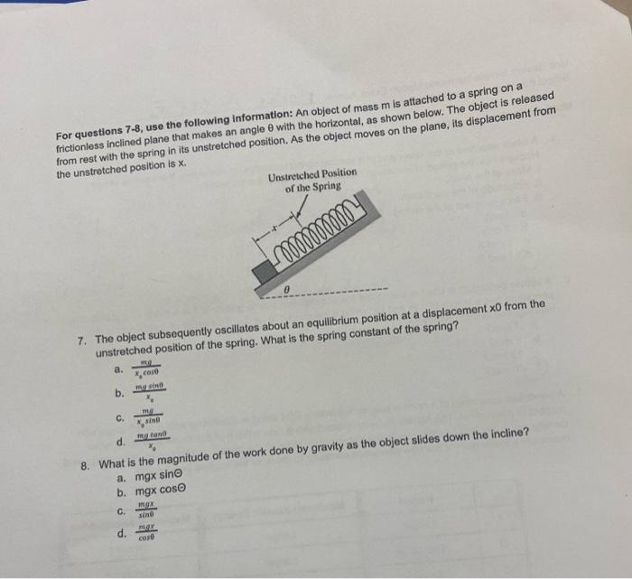 Solved For questions 7-8, use the following information: An | Chegg.com