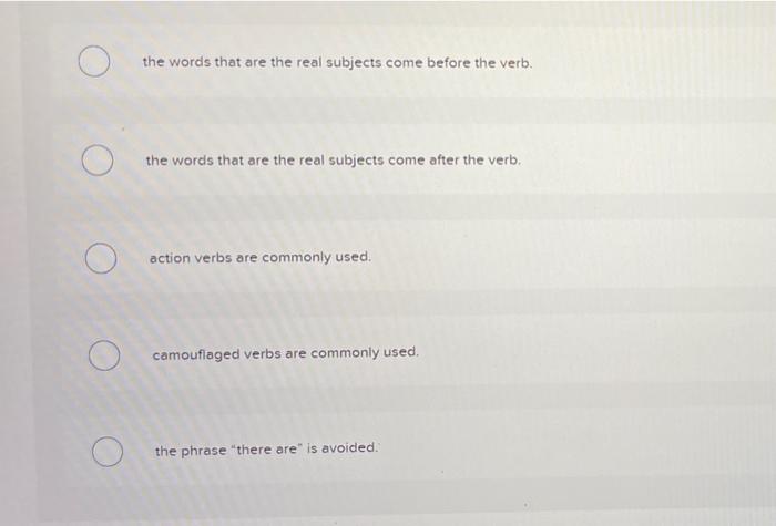 Solved the words that are the real subjects come before the | Chegg.com